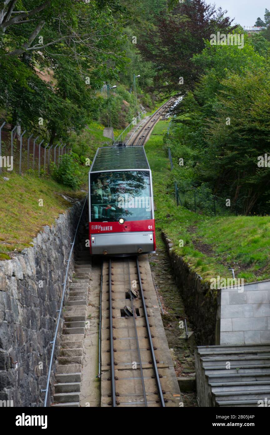 Funicular on Mount Floyen in Bergen, Norway Stock Photo - Alamy
