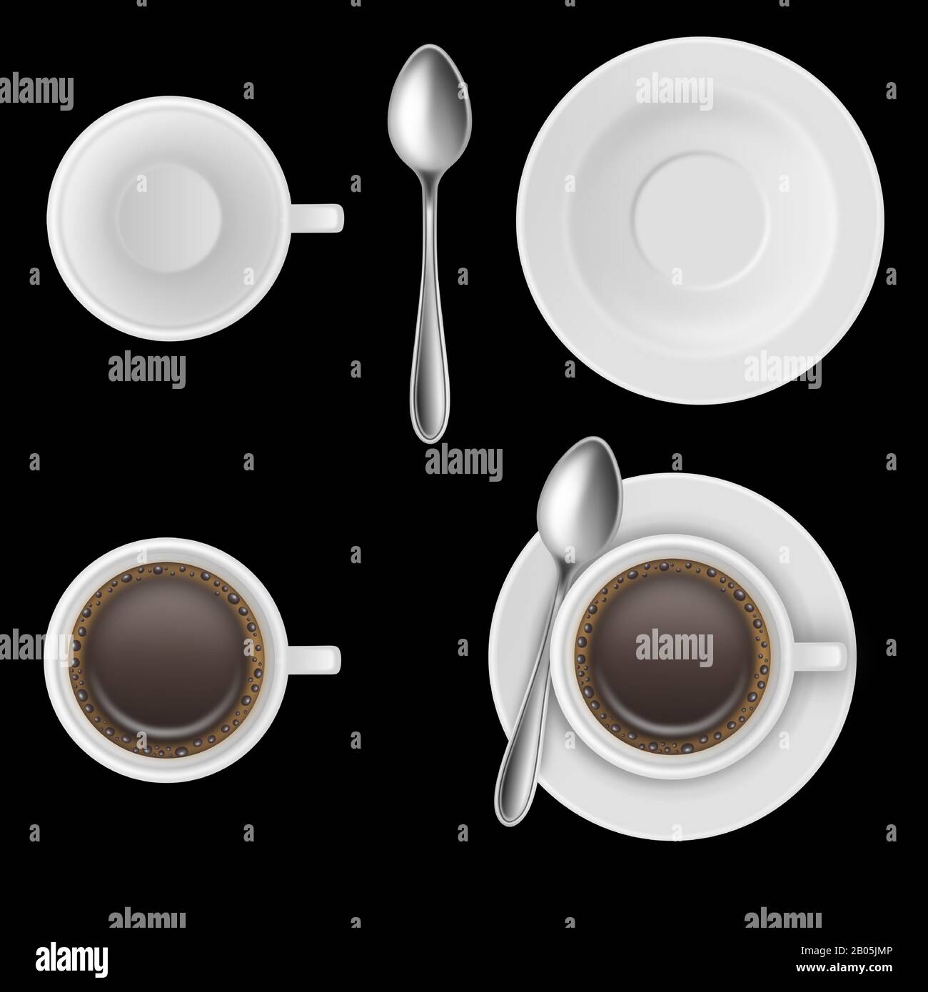 Empty coffee cup dish spoon Stock Vector Images - Alamy