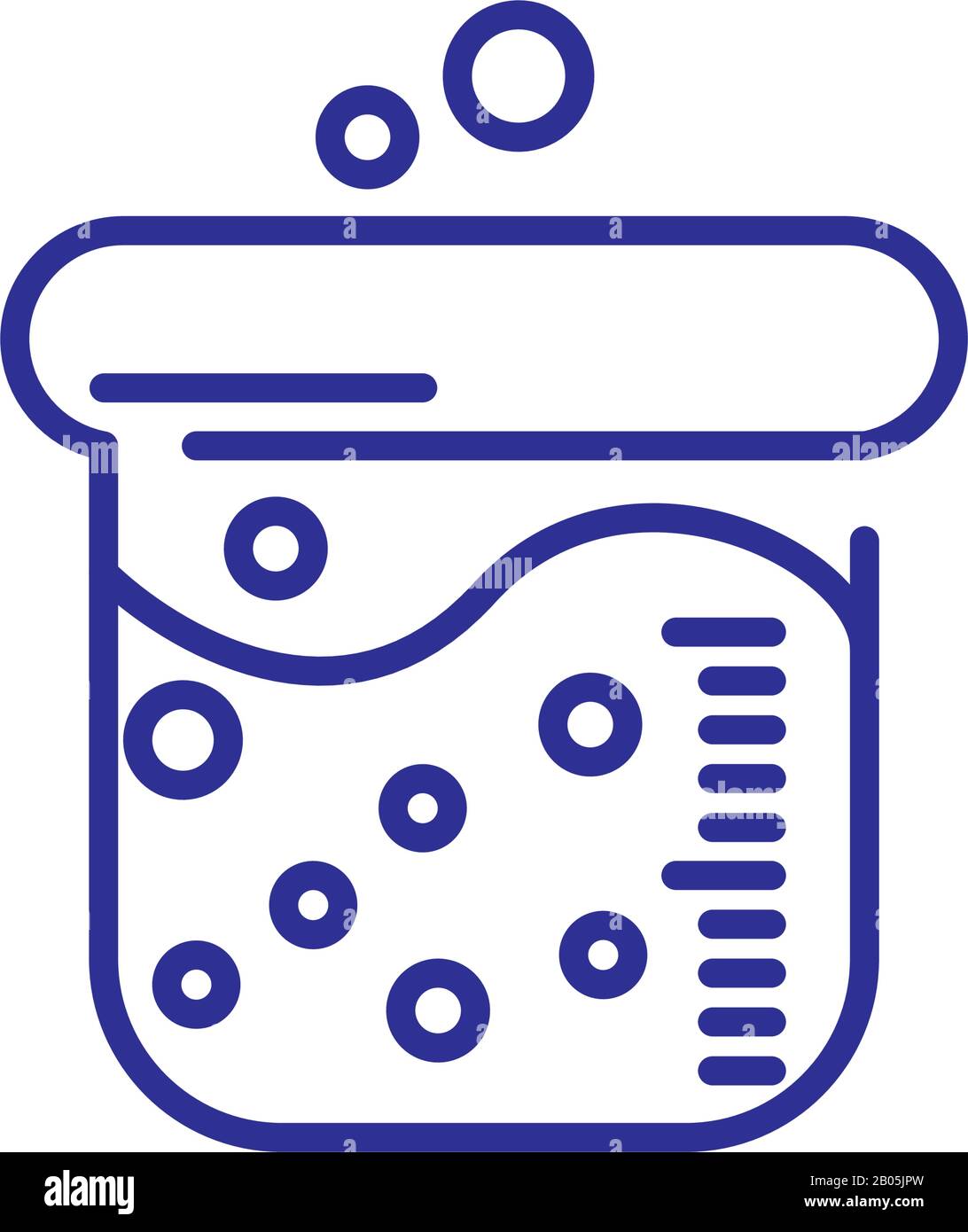 chemical beaker icon over white background, line detail style, vector ...