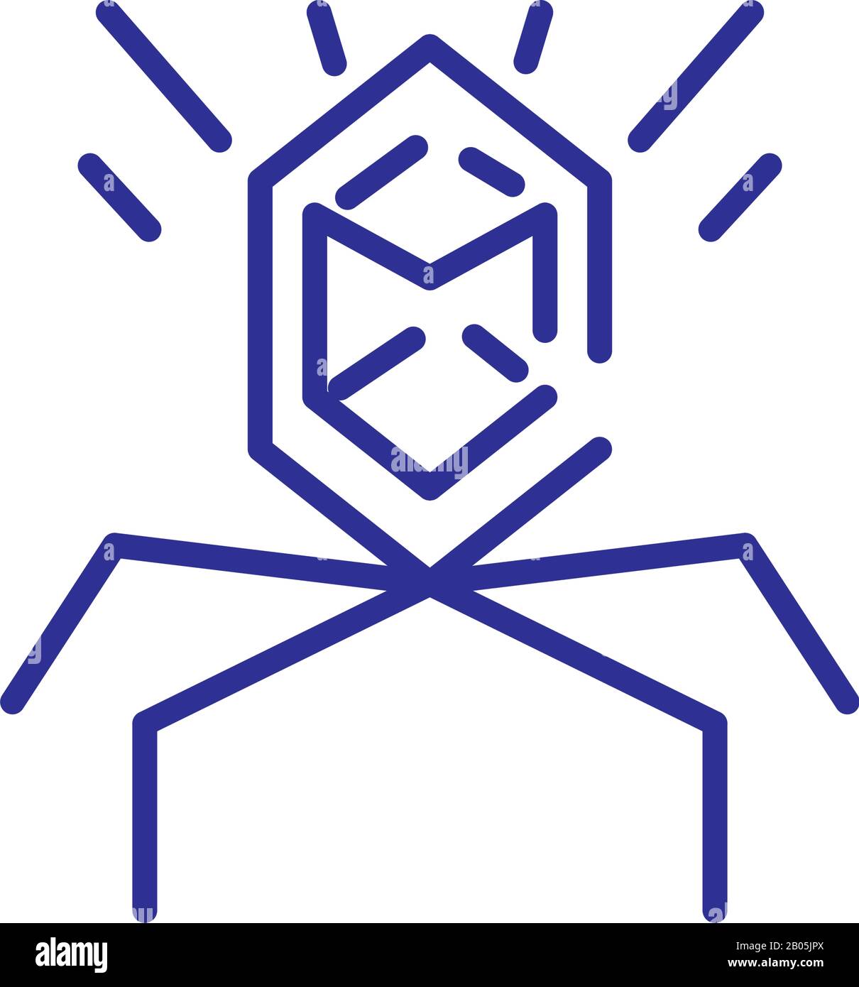 bacteriophage icon over white background, line detail style, vector ...
