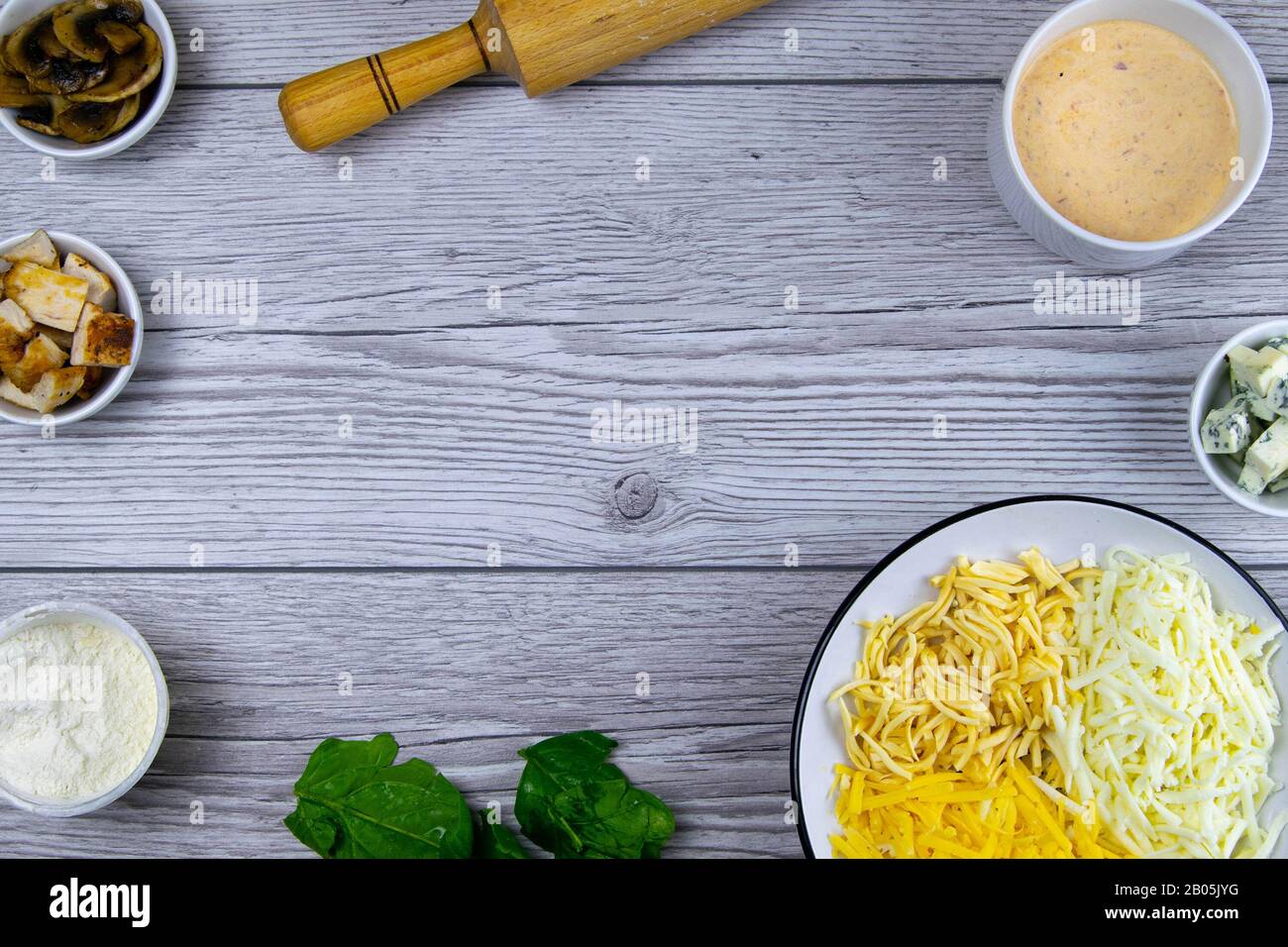 Free space in the center of the table. Fresh original italian raw pizza ...