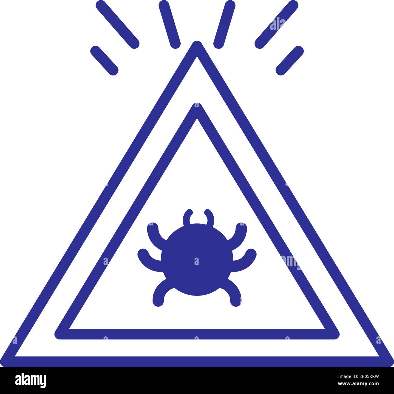 virus warning sign icon over white background, line detail style ...