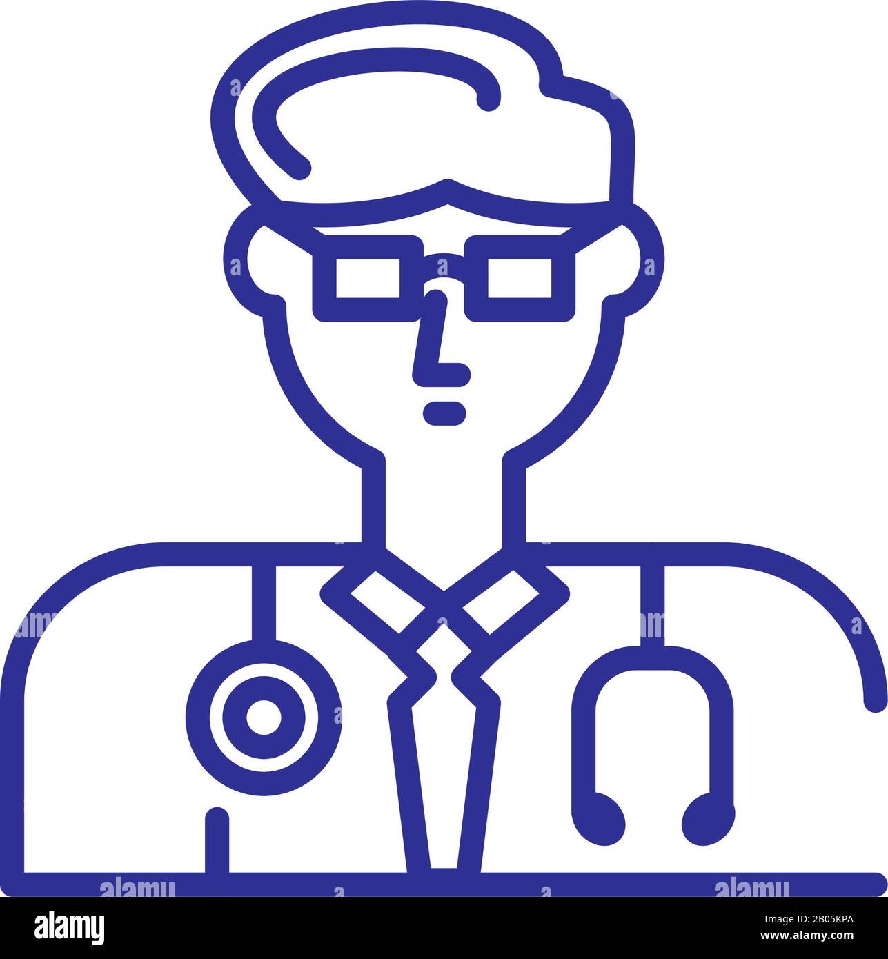 medical doctor icon over white background, line detail style, vector ...