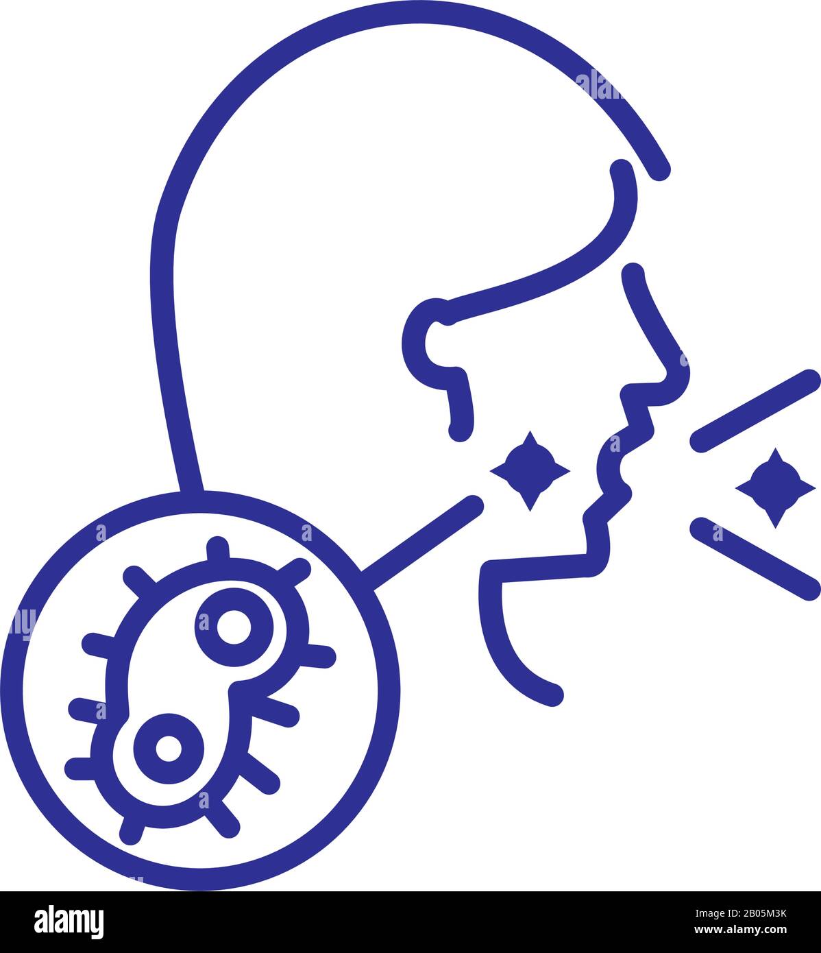 sickness woman coughing icon over white background, line detail style ...