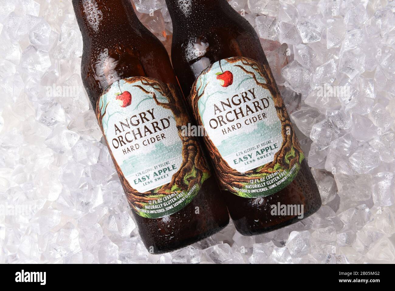 IRVINE, CALIFORNIA - OCTOBER 19, 2018: Two bottles of Anrgy Orchard ...
