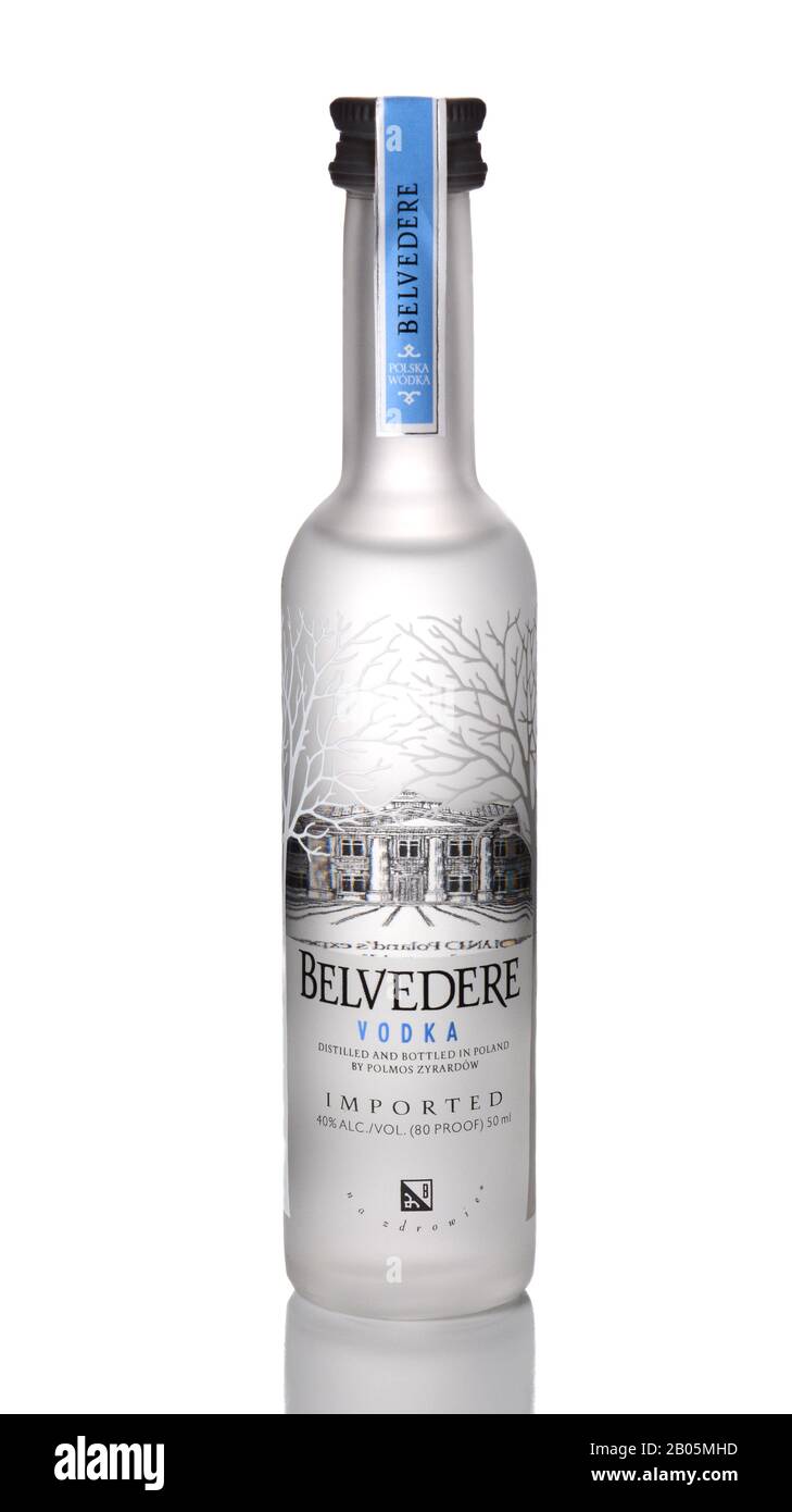 IRVINE, CA - JANUARY 15, 2015: A bottle of Belvedere Vodka. The brand ...