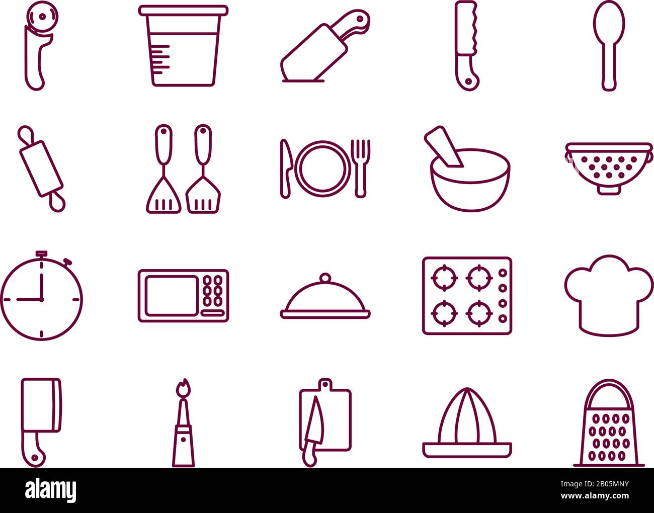 Isolated cook and kitchen line style icon set vector design Stock ...