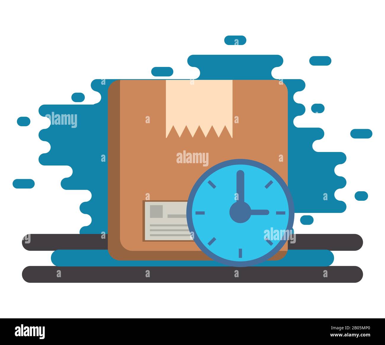box carton packing with time clock postal service Stock Vector Image ...