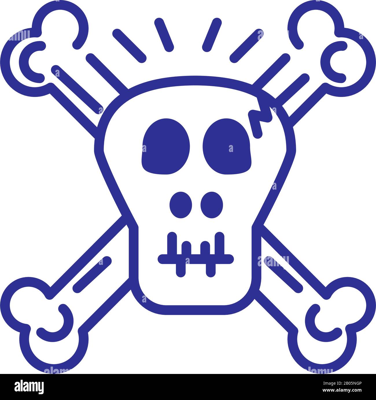 toxic skull icon over white background, line detail style, vector ...