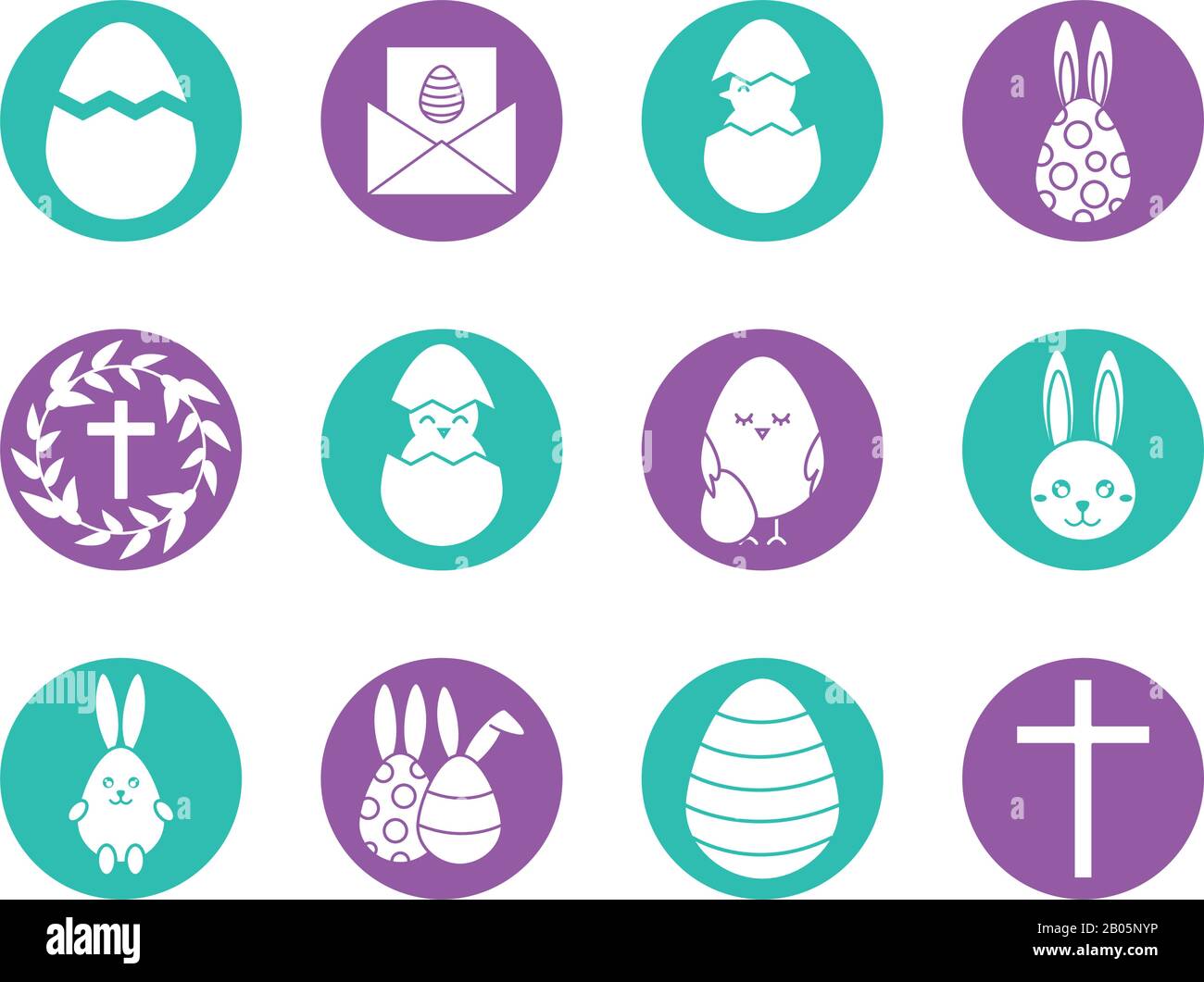 Happy easter block style icon set vector design Stock Vector Image ...