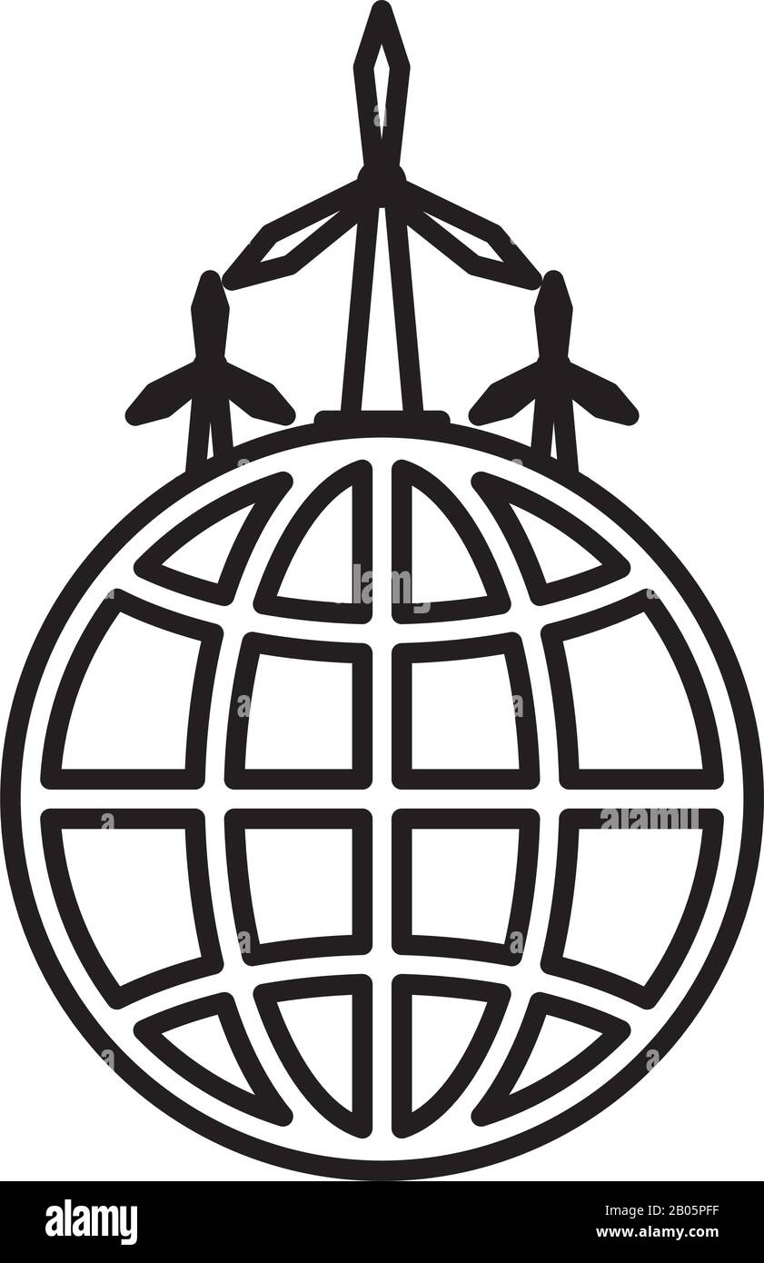 windmill energy environmental in sphere planet Stock Vector Image & Art ...