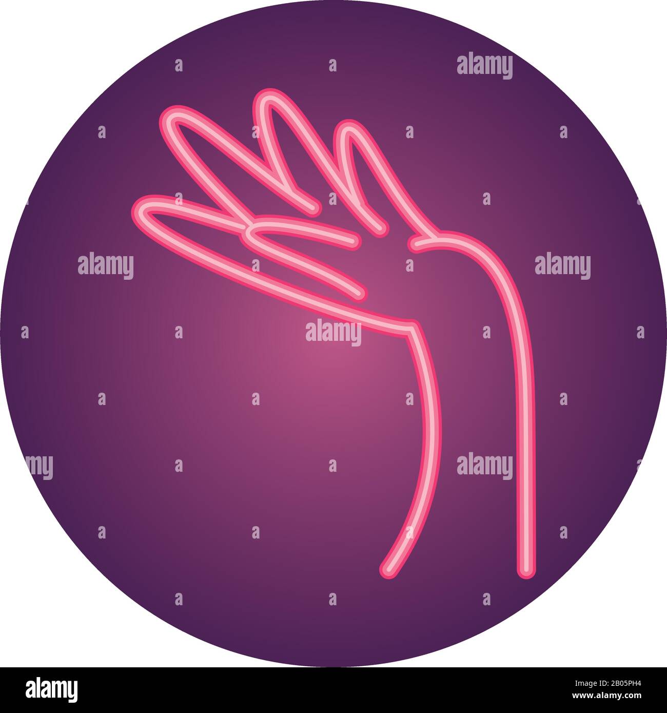 female hand over white background, neon style icon, vector illustration ...