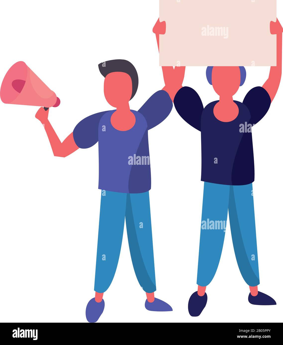 activists men with protest banner and megaphone Stock Vector Image ...