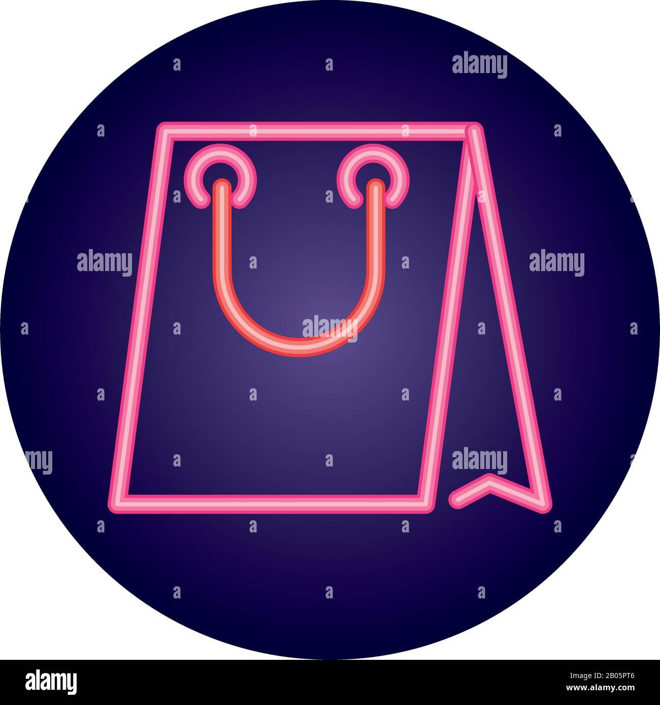 shopping bag over white background, neon style icon, vector ...