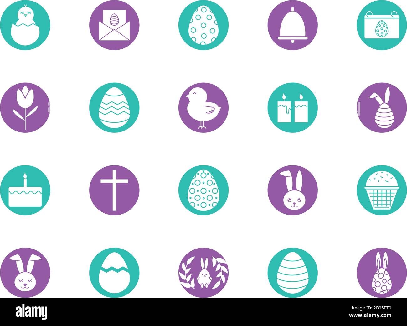Happy easter block style icon set vector design Stock Vector Image ...