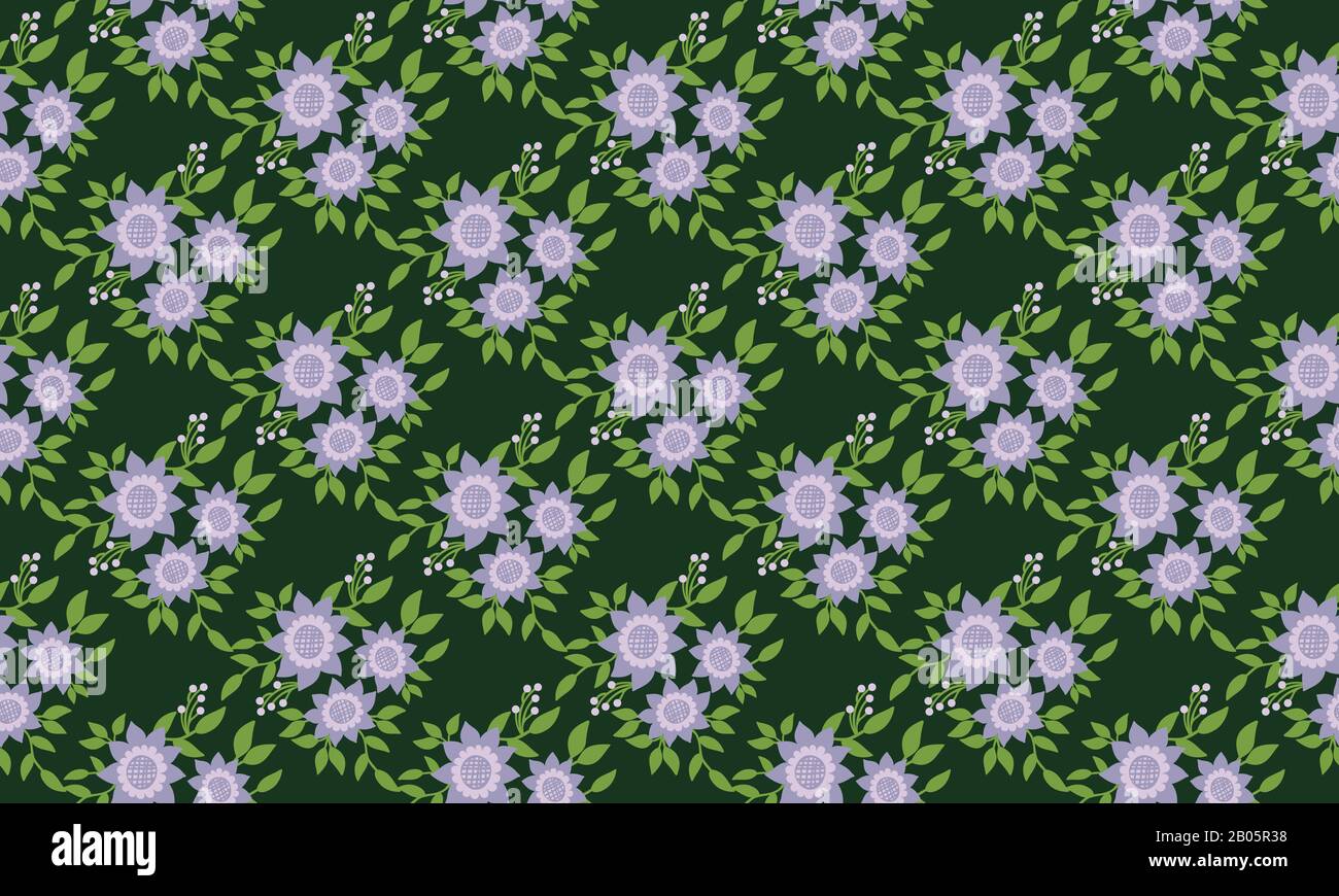Vintage floral spring pattern background, with leaf and flower design ...