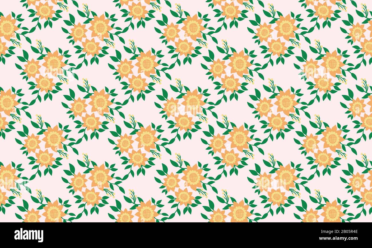 Vintage floral spring pattern background, with leaf and flower design ...
