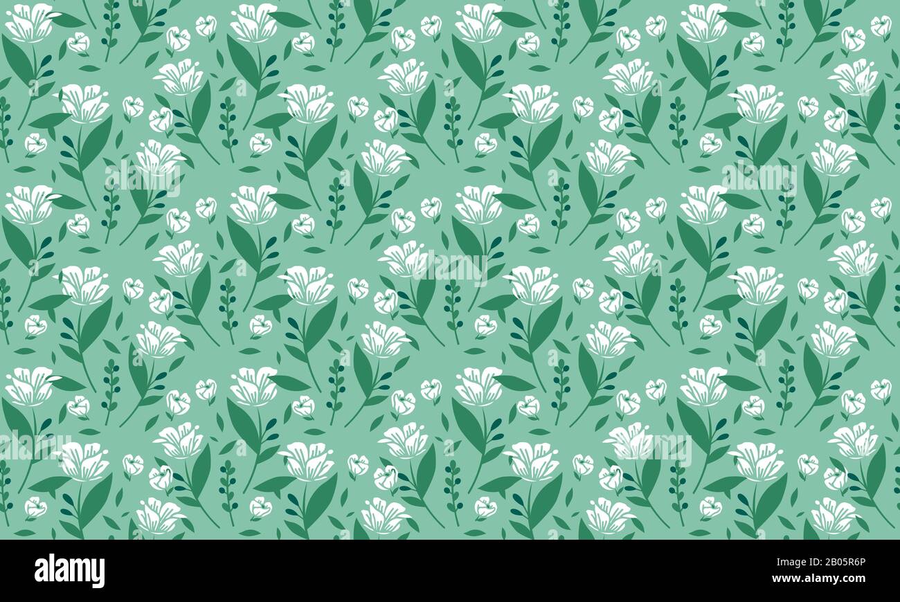 Vintage floral spring pattern background, with leaf and flower design ...