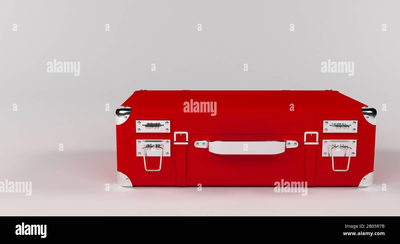 Red travel suitcase on white background. Detailed 3d illustration Stock ...