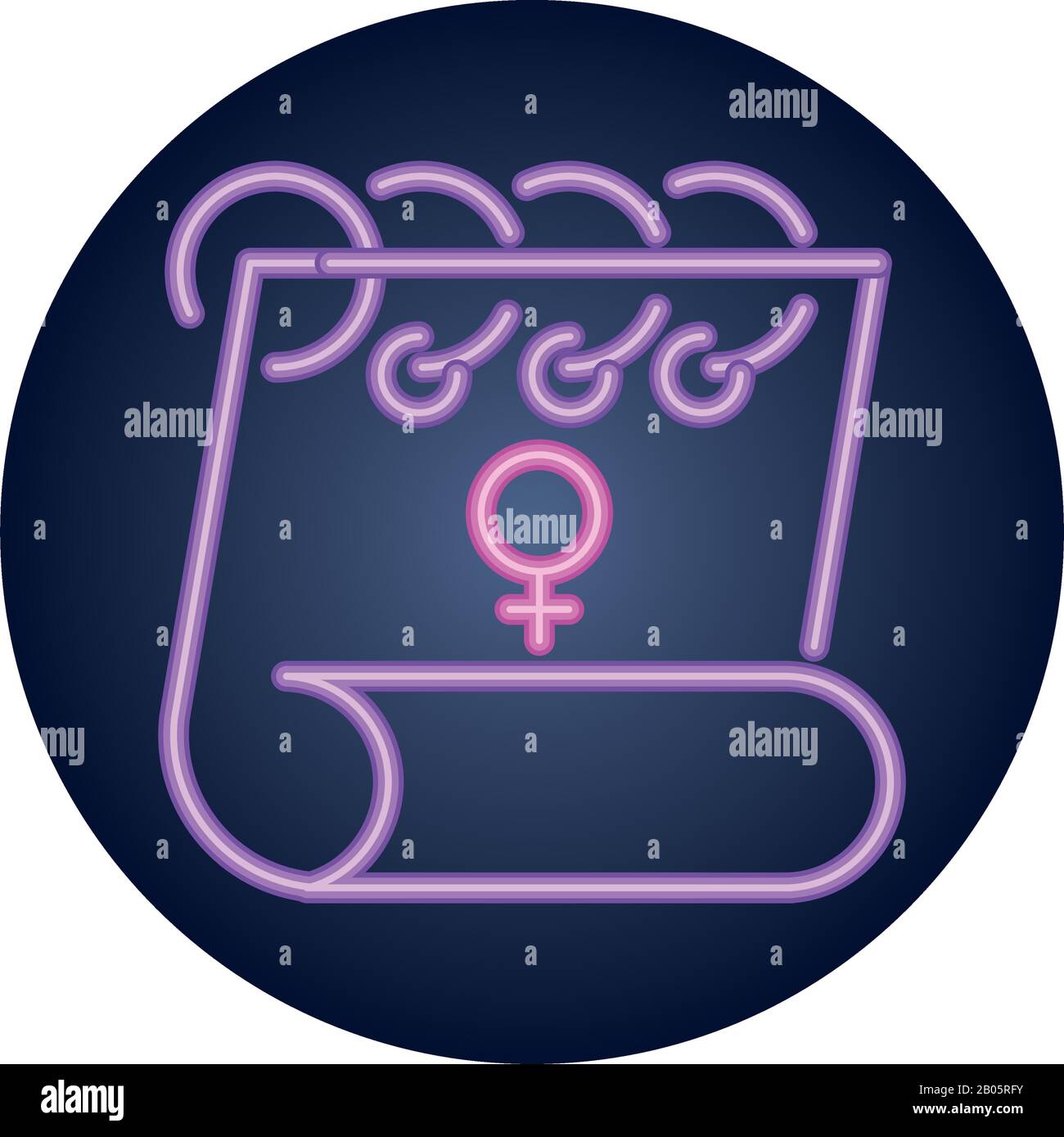 Calendar With Female Gender Symbol Over White Background Neon Style
