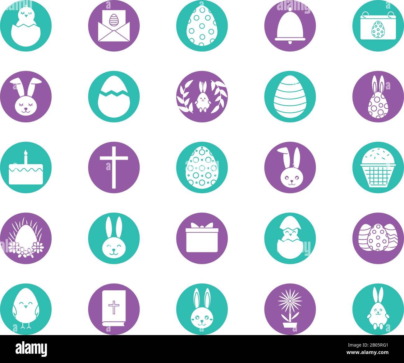 Happy easter block style icon set vector design Stock Vector Image ...