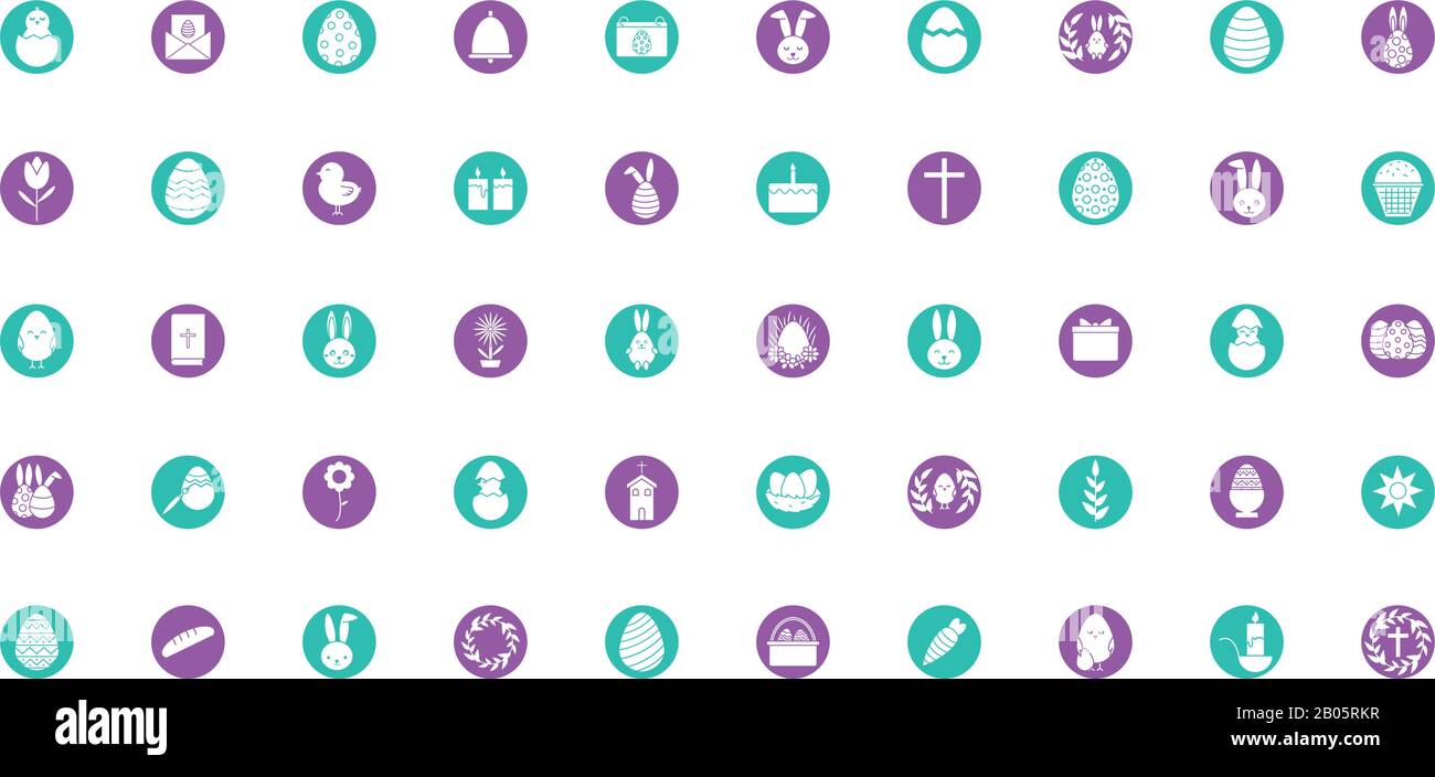 Happy easter block style icon set vector design Stock Vector Image ...