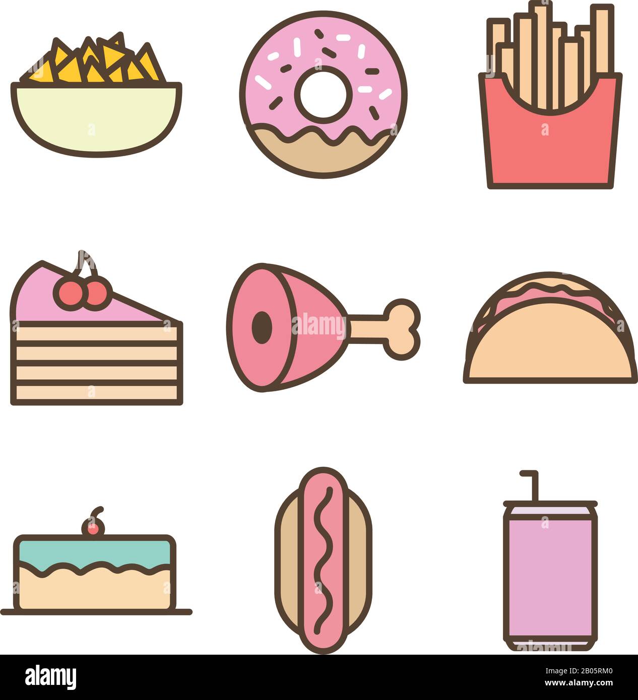 Isolated food line and fill style icon set vector design Stock Vector ...