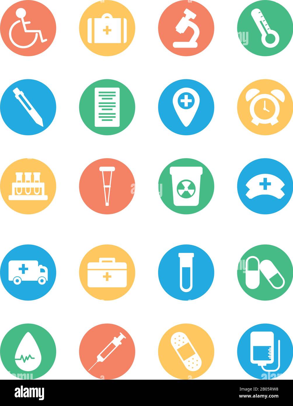 set of icons instruments medical, block and flat style icon vector ...