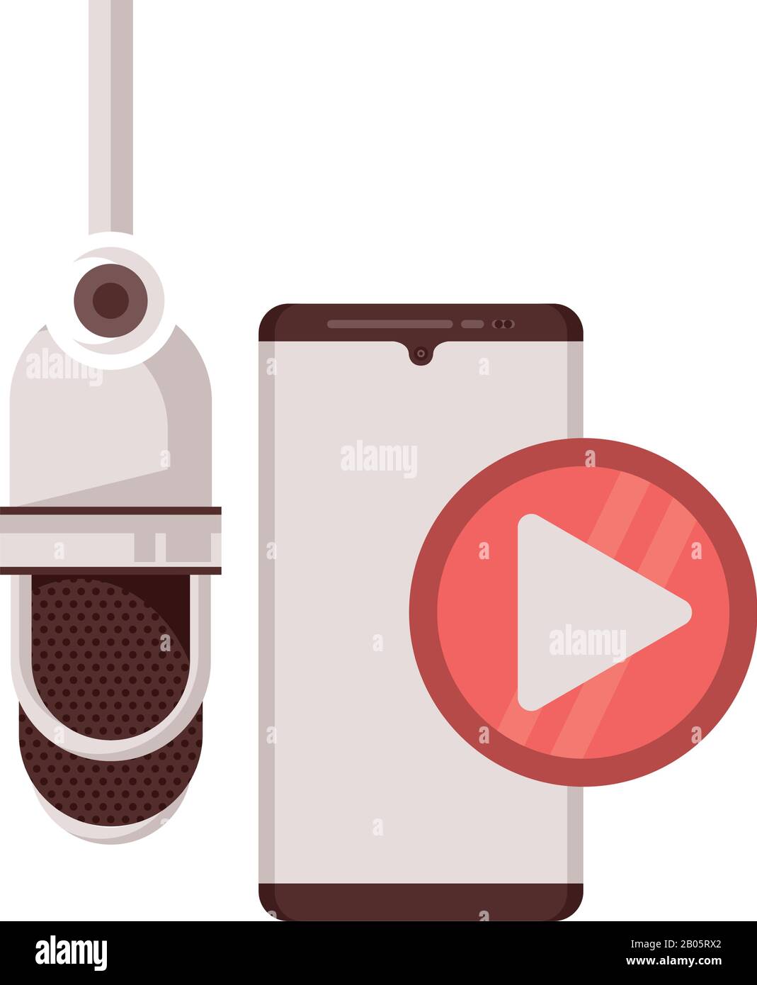 radio microphone retro with smartphone and play button Stock Vector ...