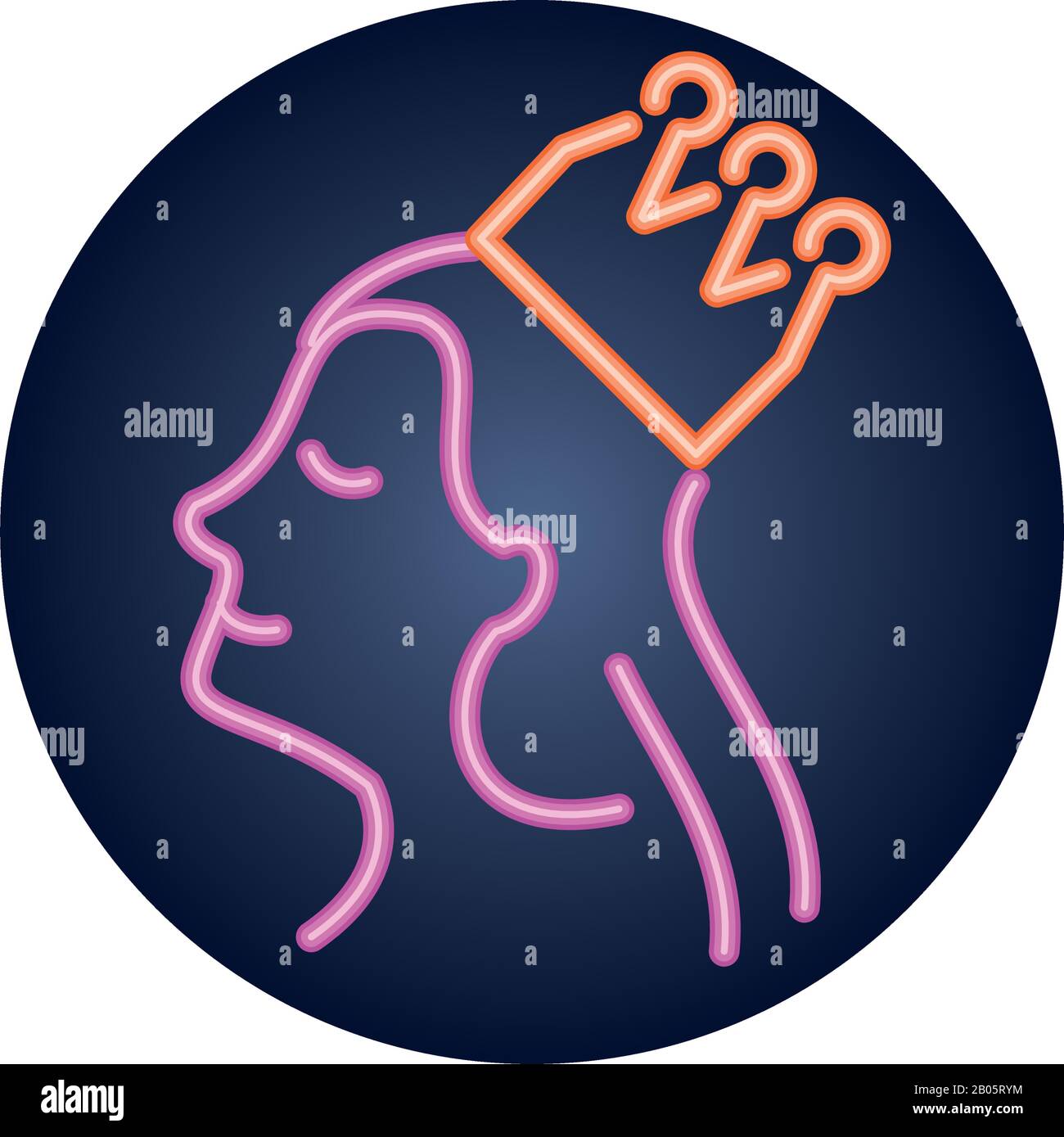 queen with crown over white background, neon style icon, vector ...