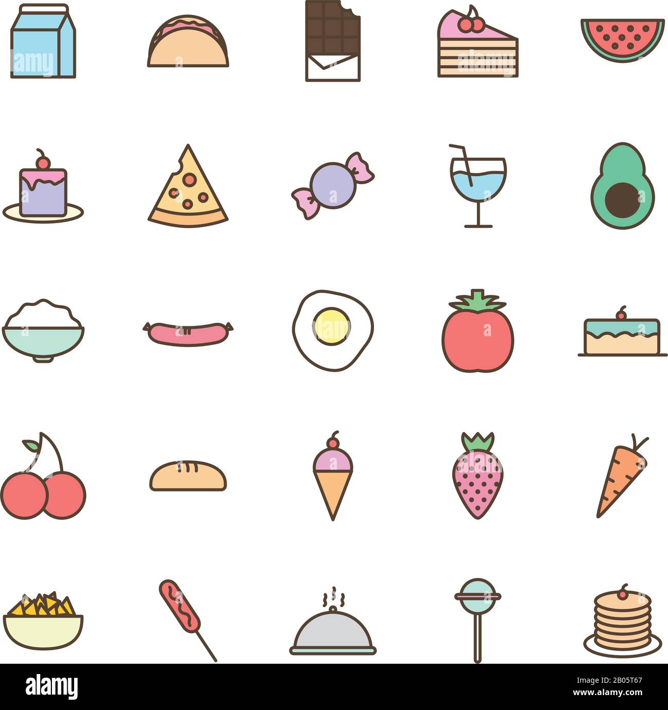 Isolated food line and fill style icon set vector design Stock Vector ...