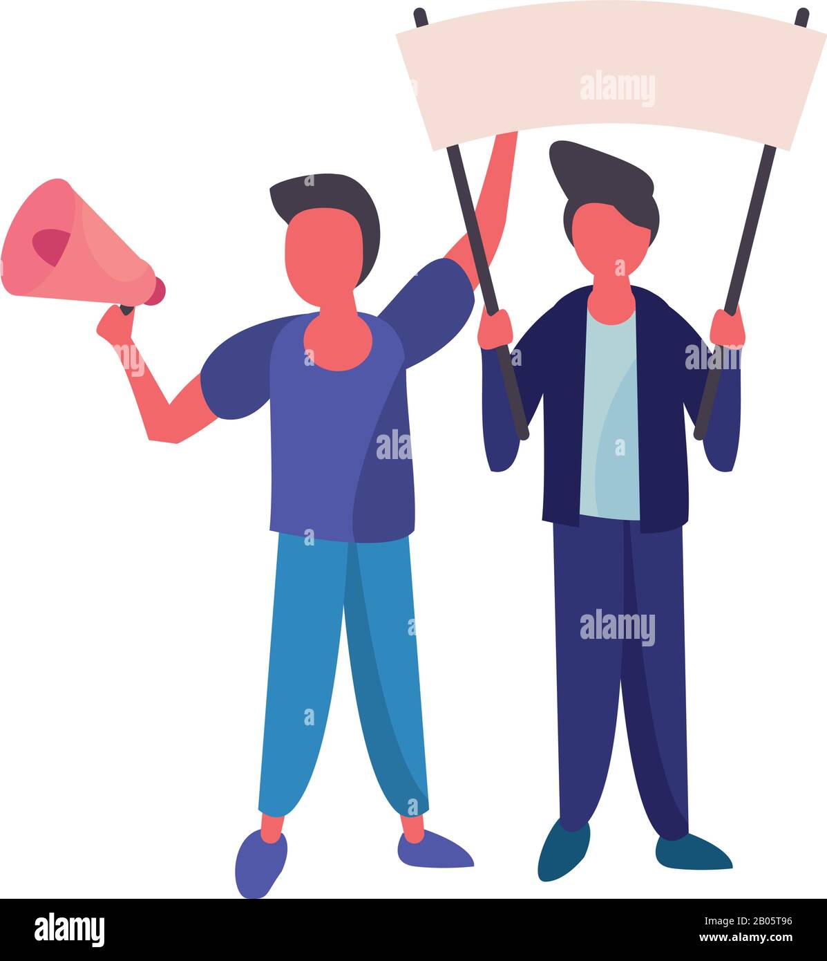 Protesters holding banner showing Stock Vector Images - Alamy