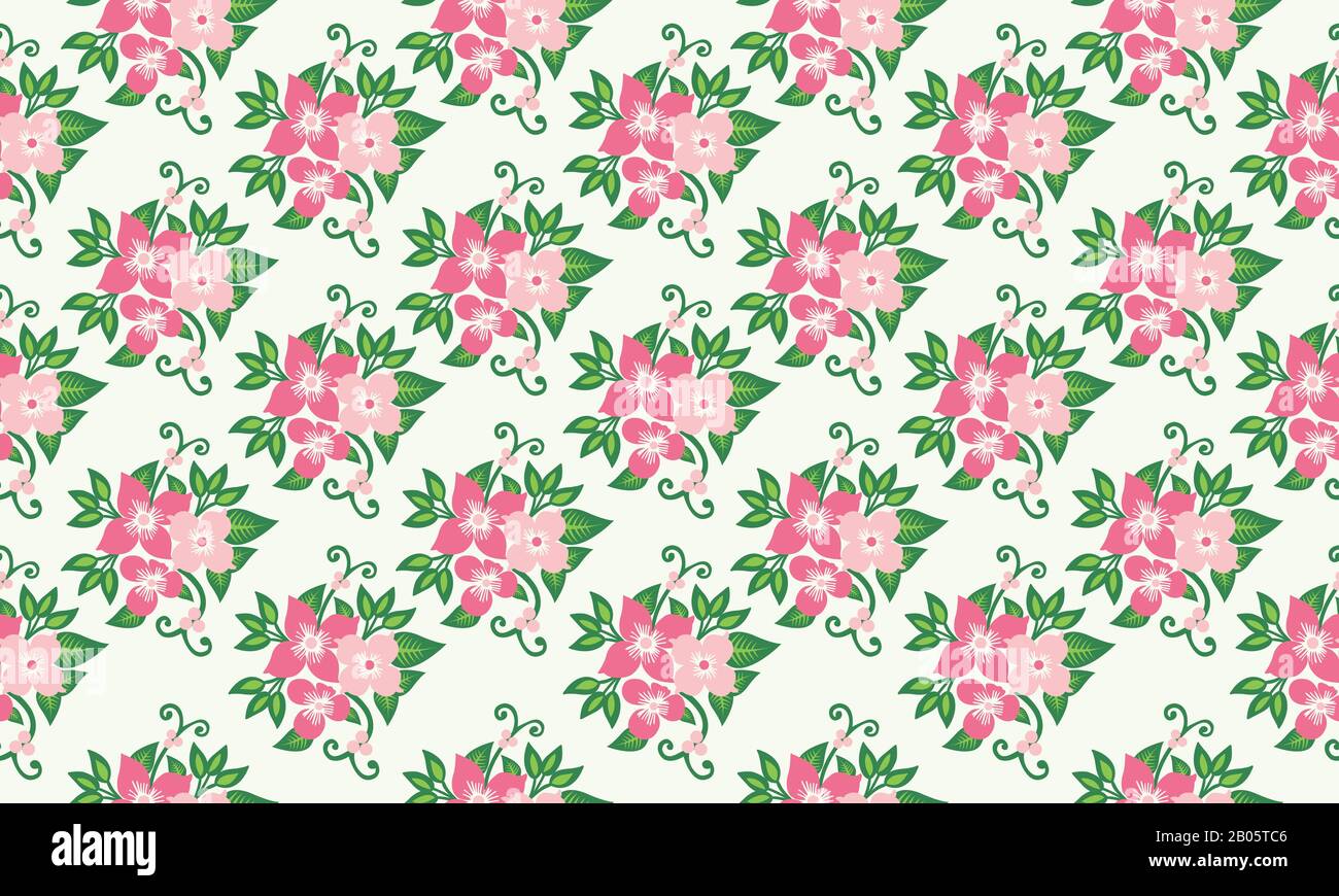 Simple spring flower pattern background, with leaf and floral design ...