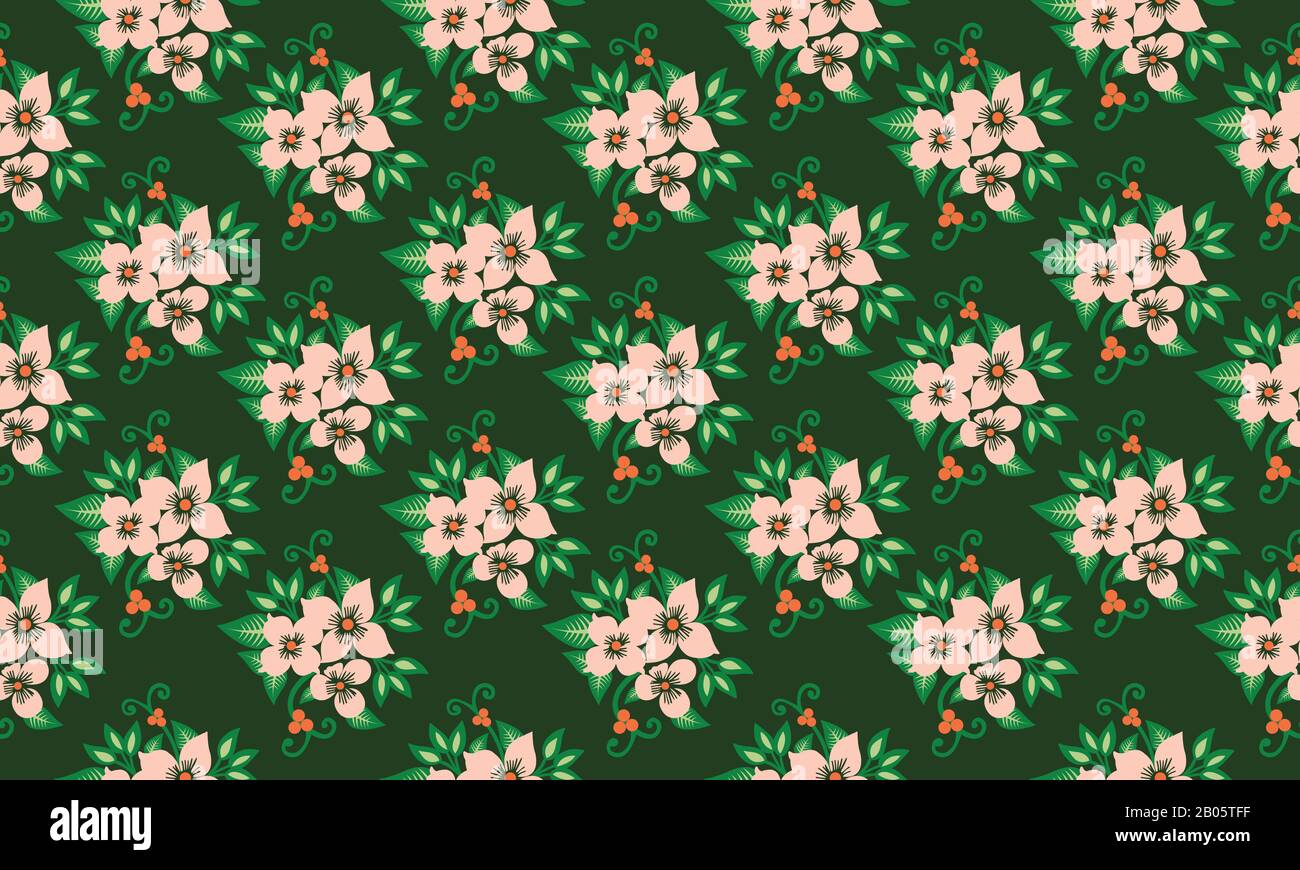 Simple spring flower pattern background, with leaf and floral design ...