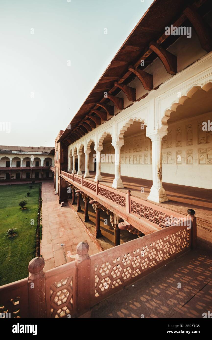 Historic red sandstone fort of medieval India Stock Photo - Alamy