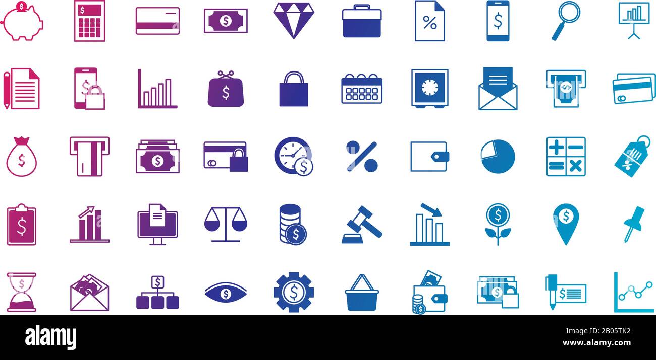 Isolated money gradient style icon set vector design Stock Vector Image ...