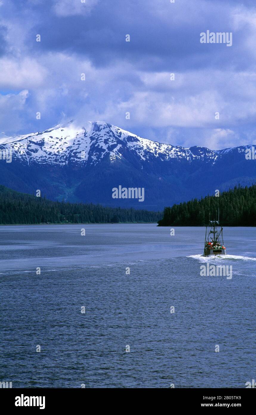 USA,ALASKA,INSIDE PASSAGE, WRANGELL NARROWS, FISHING BOAT Stock Photo ...