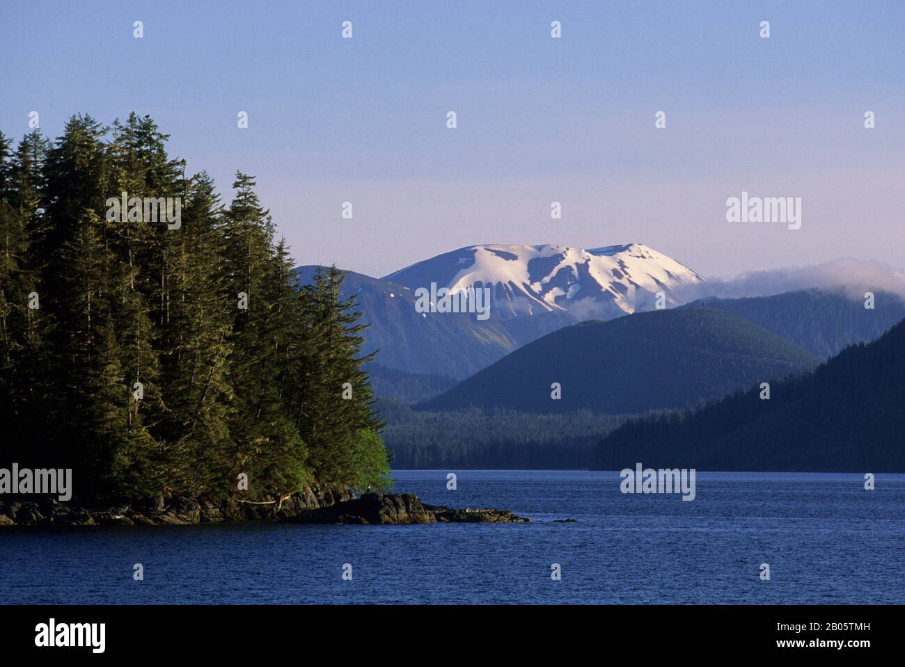 USA,ALASKA,INSIDE PASSAGE, NEAR SITKA, VIEW OF MT. EDGECOMBE, EXTINCT ...