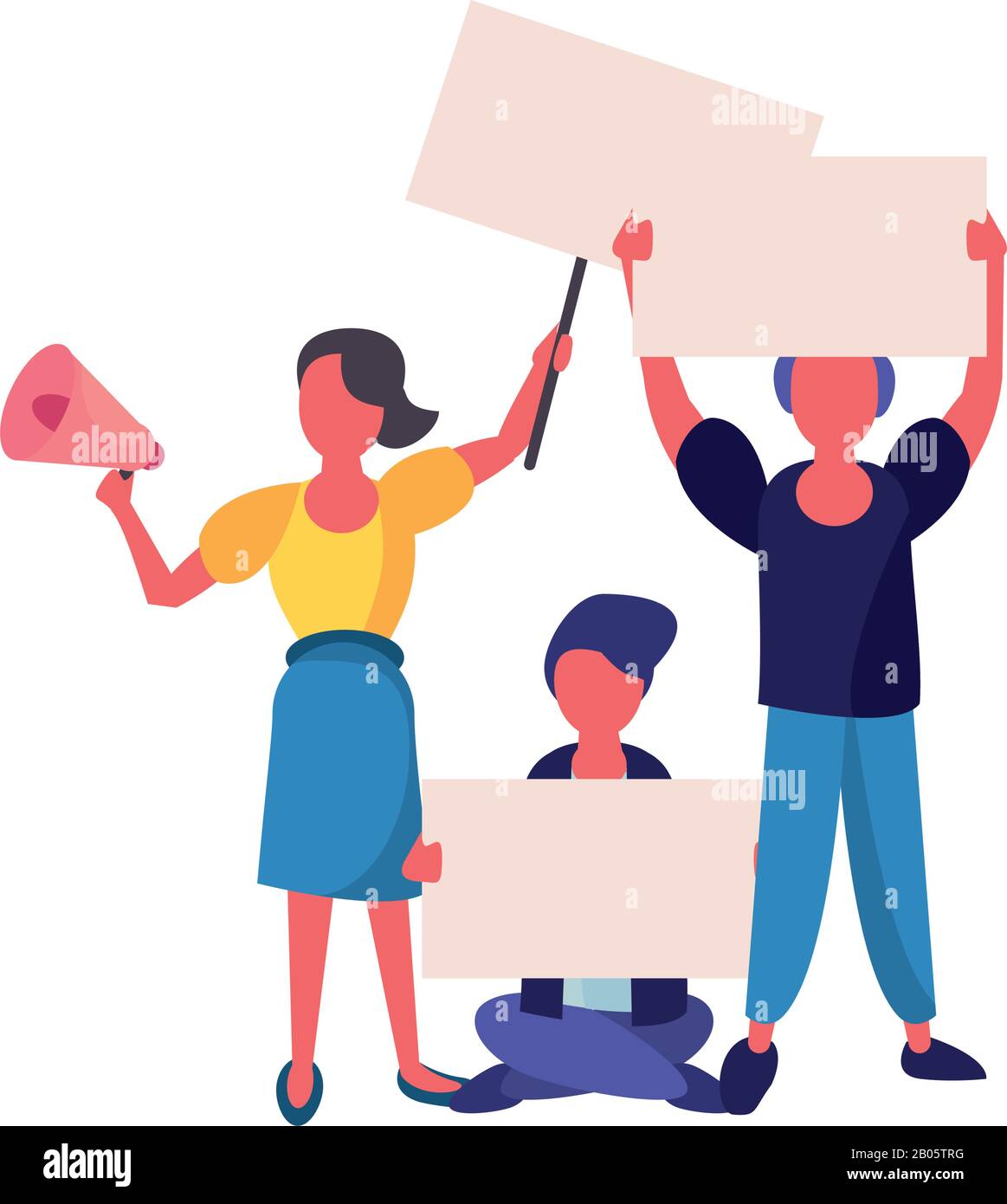 activists people with protest banners and megaphone Stock Vector Image ...