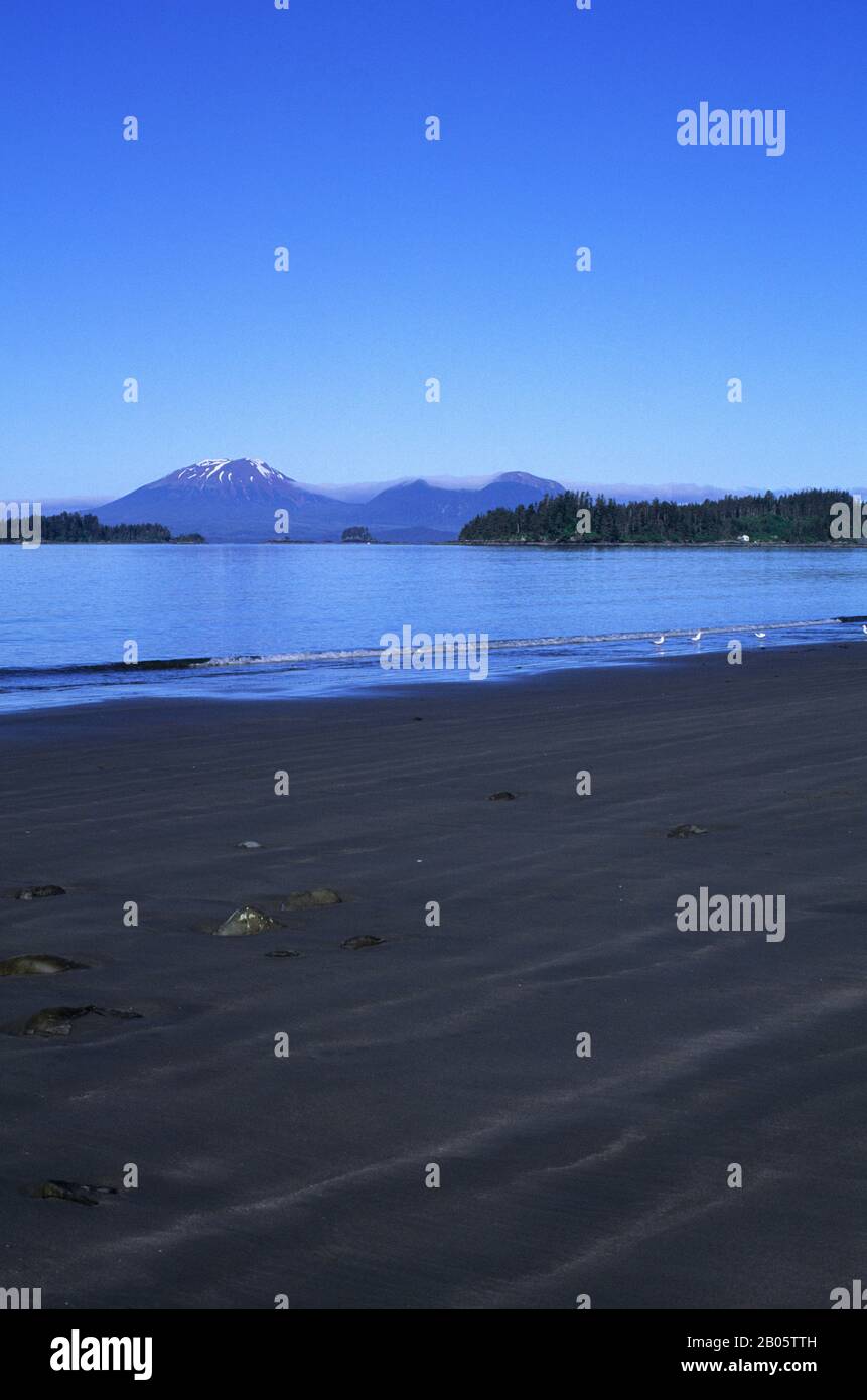 USA,ALASKA,INSIDE PASSAGE, SITKA, VIEW OF MT. EDGECOMBE, EXTINCT ...