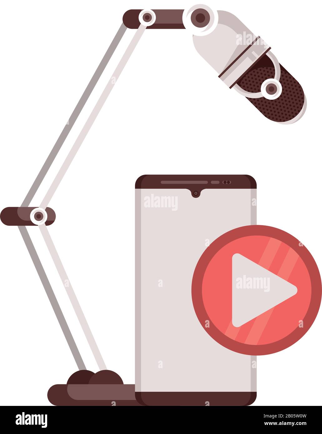 radio microphone retro with smartphone and play button Stock Vector ...