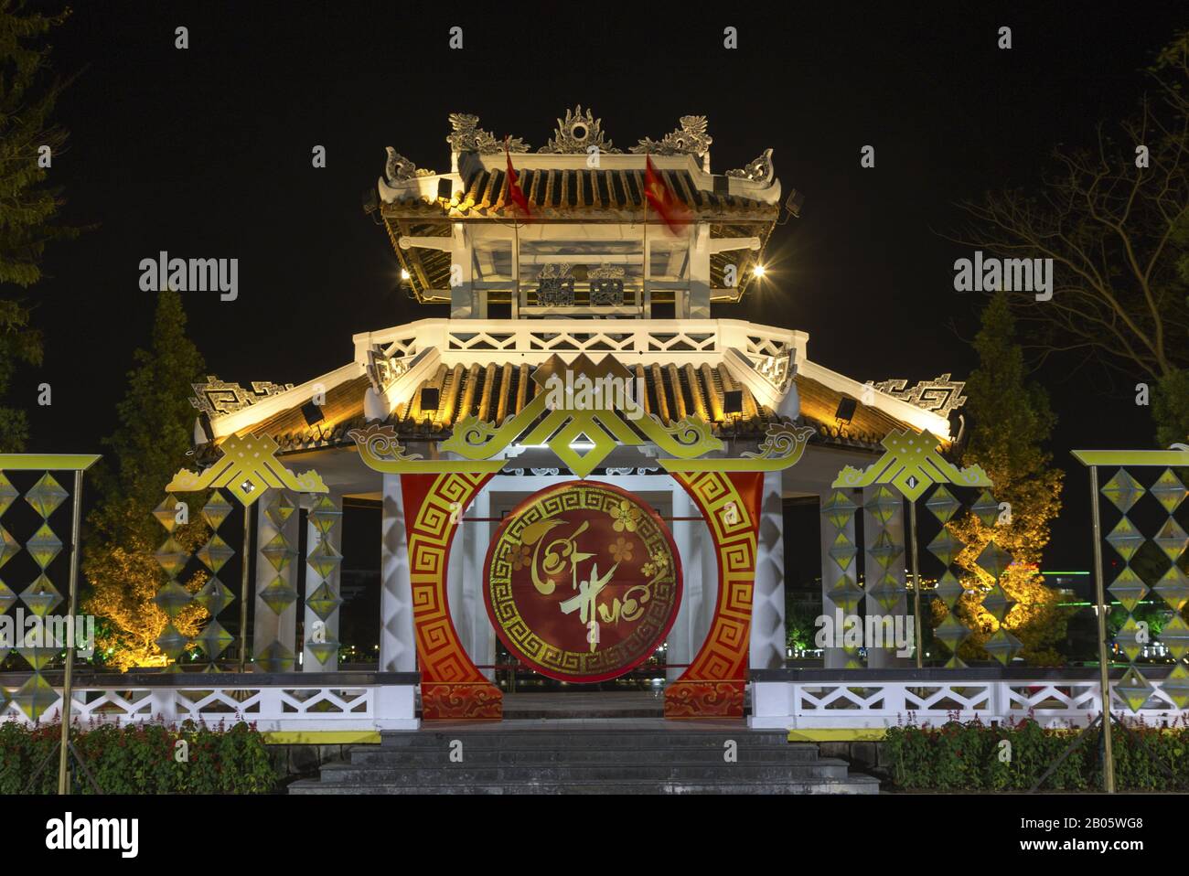 Small Open Air Vietnamese Pavilion Building Exterior in a Public Park ...