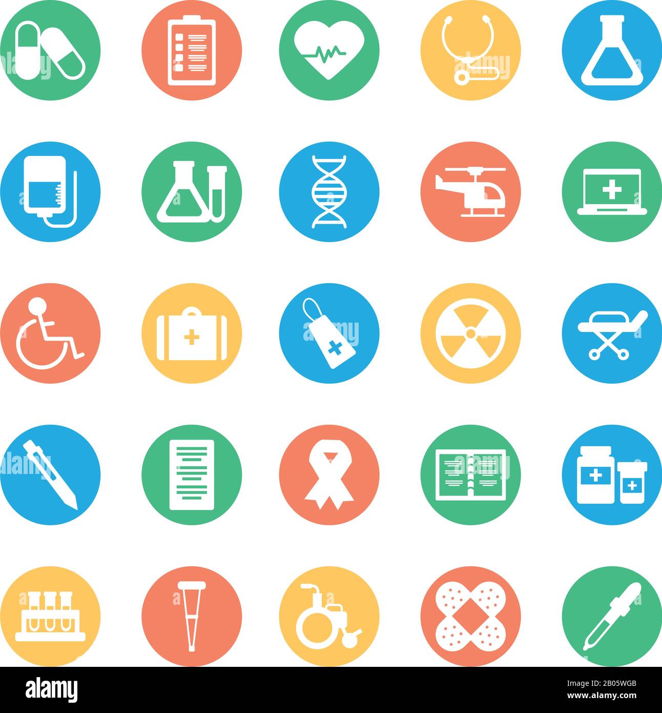 set of icons instruments medical, block and flat style icon vector ...