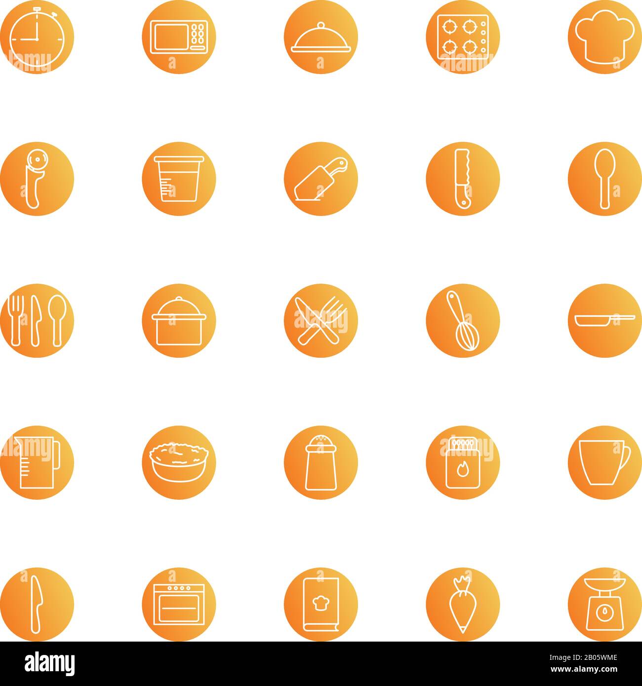 Isolated cook and kitchen block style icon set vector design Stock ...