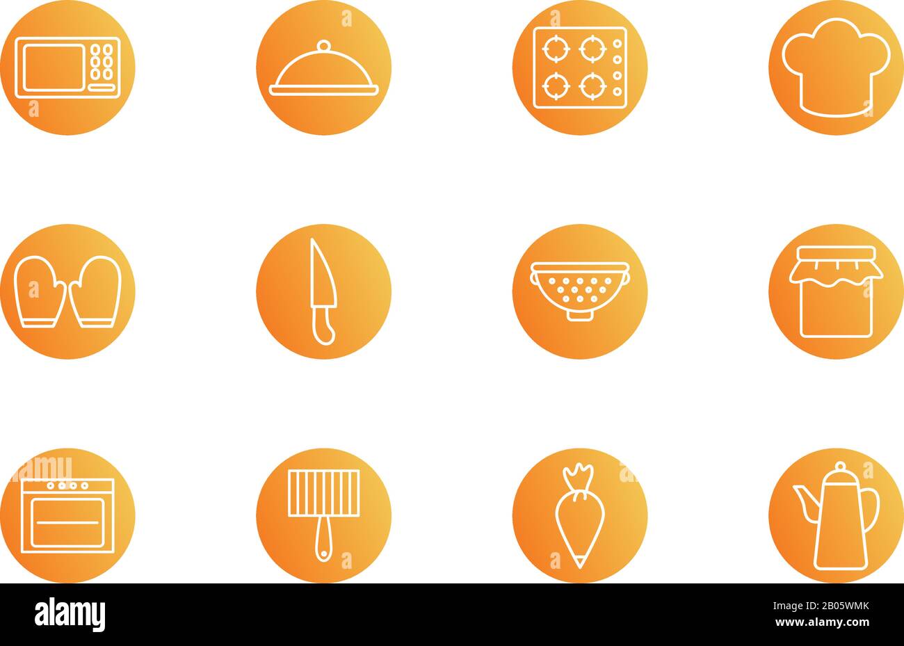 Isolated cook and kitchen block style icon set vector design Stock ...