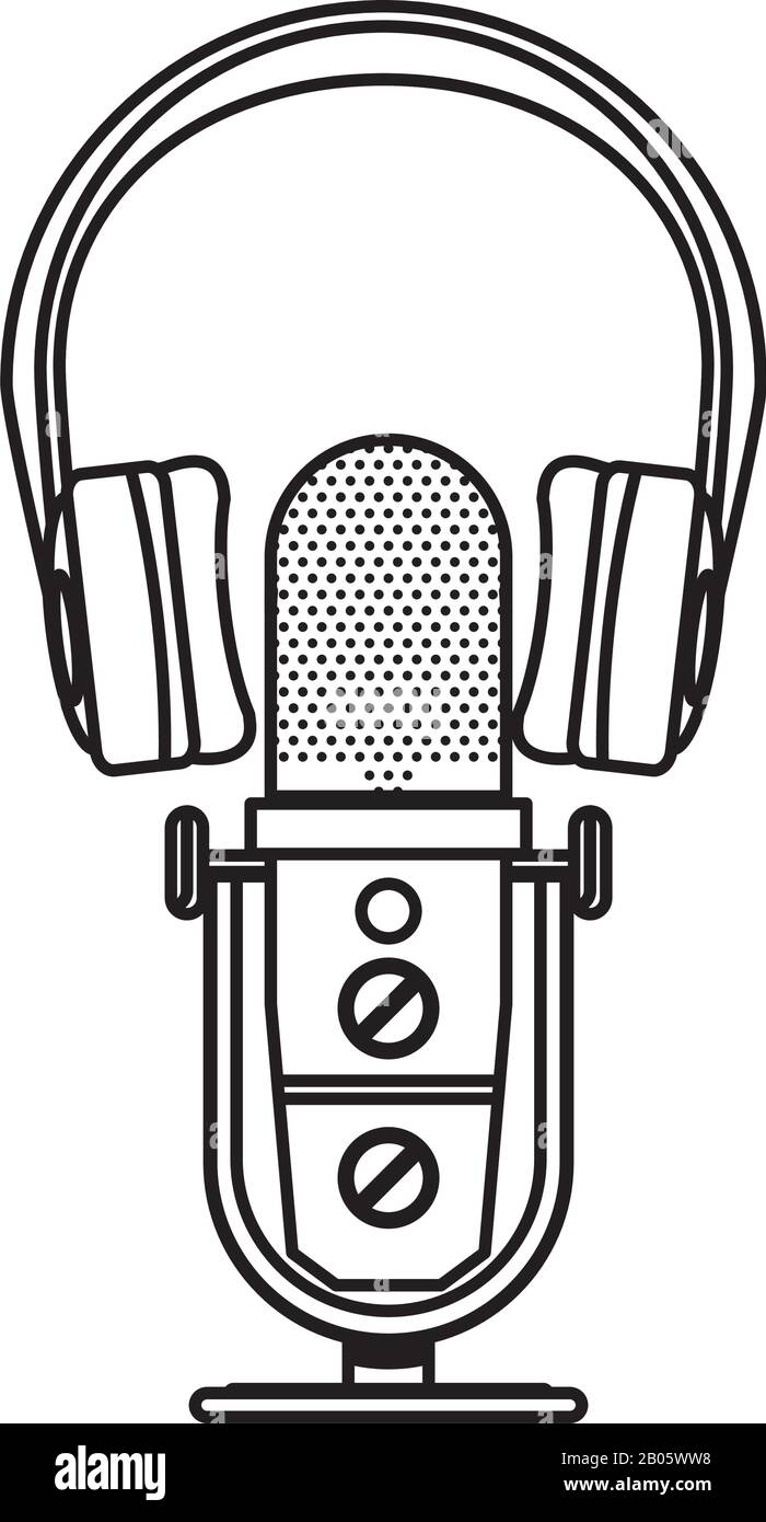 radio microphone retro with earphones Stock Vector Image & Art - Alamy