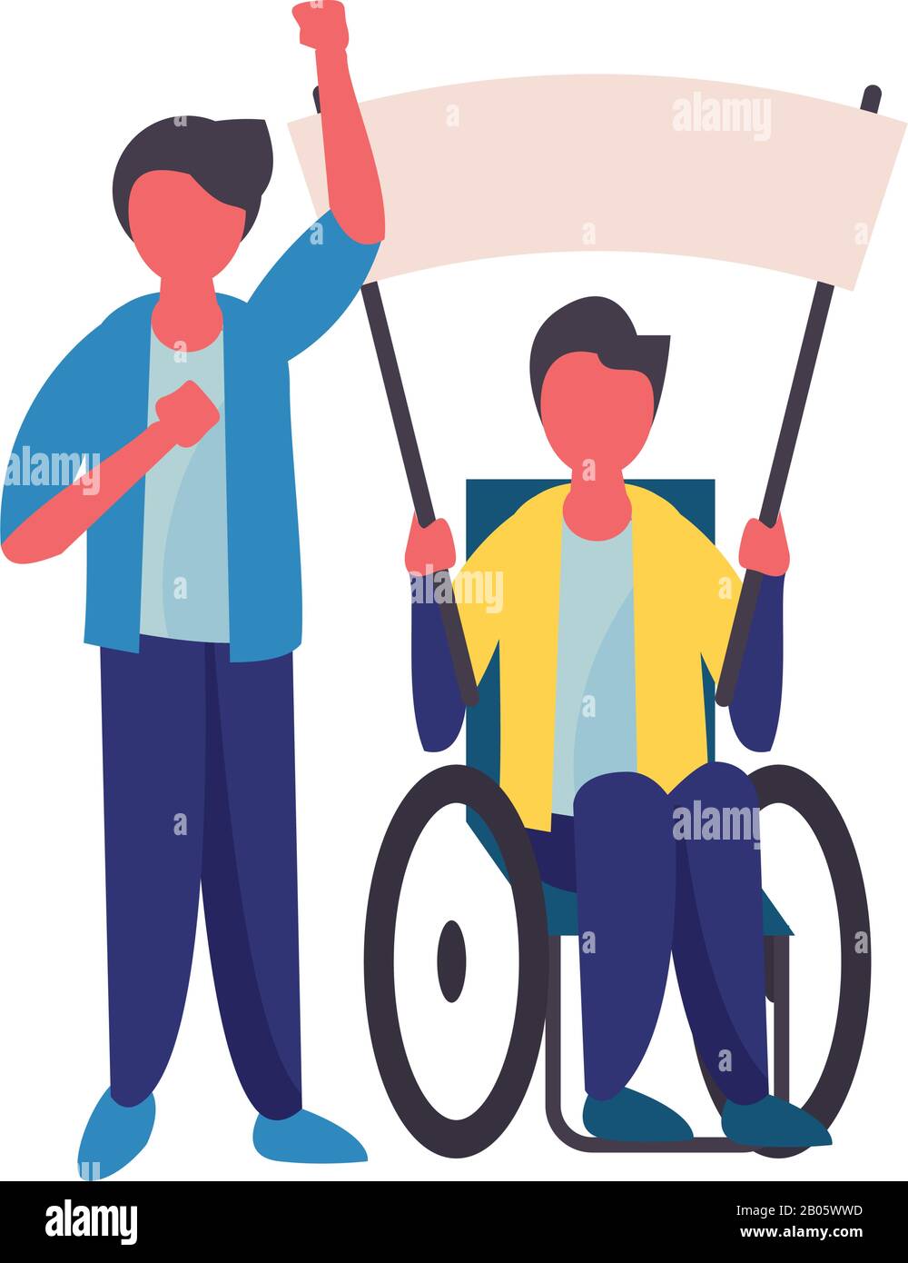 activist men in wheelchair with protest banner Stock Vector Image & Art ...