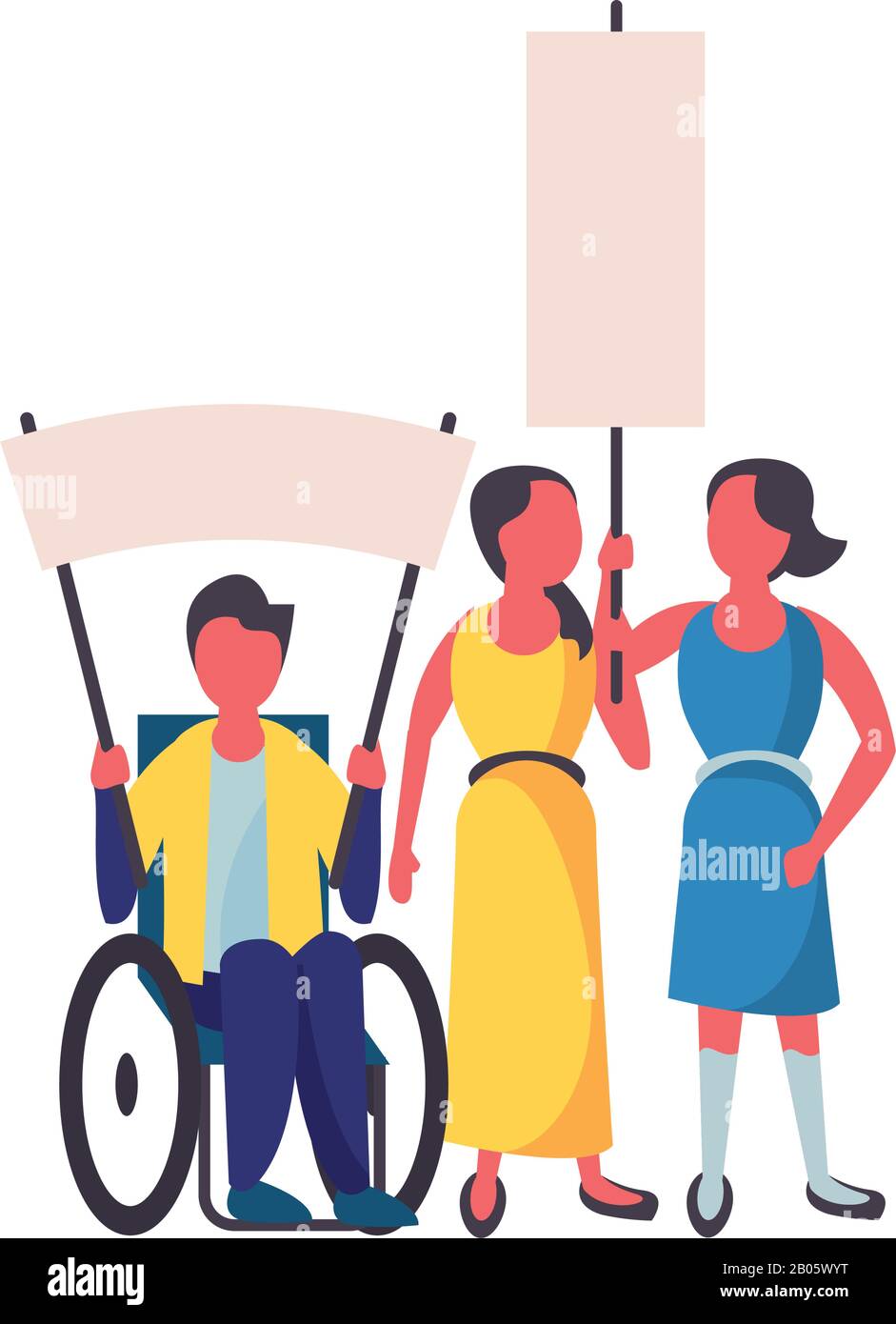 activists people in wheelchair with protest banners Stock Vector Image ...