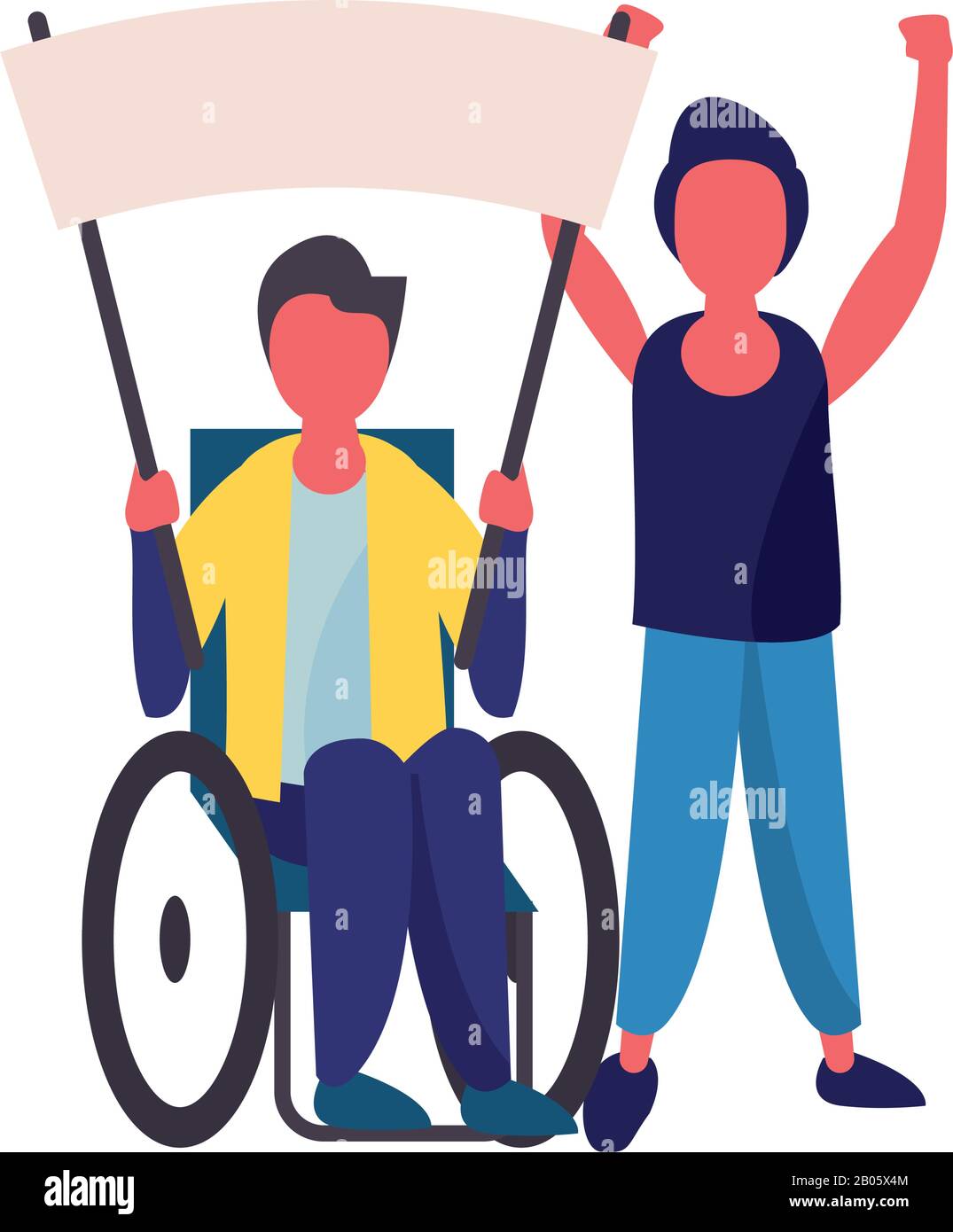 activist men in wheelchair with protest banner Stock Vector Image & Art ...