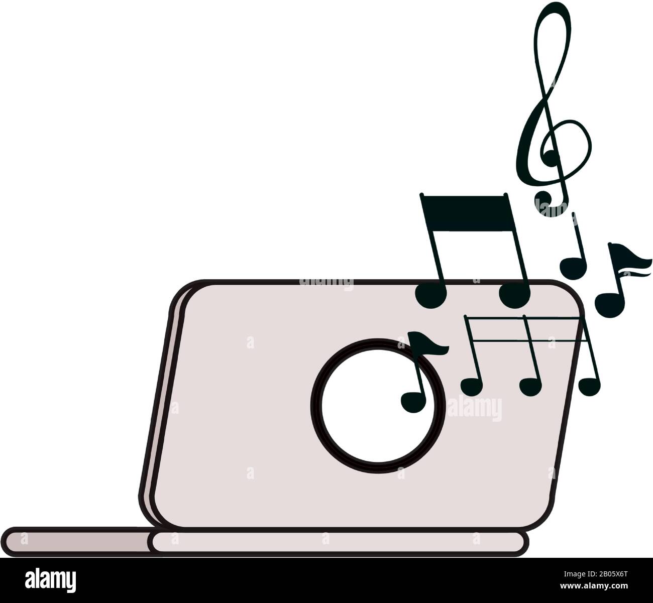 laptop computer with music notes Stock Vector Image & Art - Alamy
